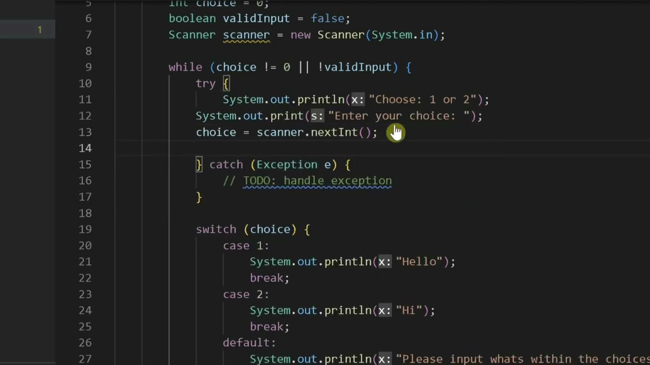 How to handle error in switch statement | Java