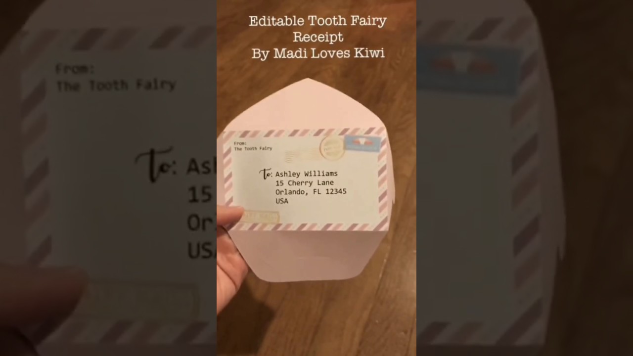 Editable Tooth Fairy Receipt & Envelope Set by Madi Loves Kiwi