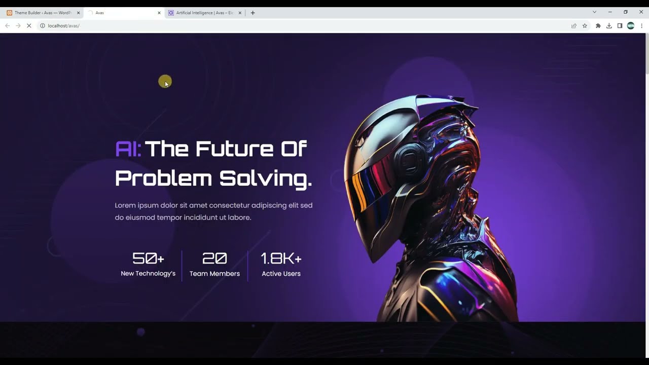 Artificial Intelligence demo setup for Avas Elementor WordPress Theme