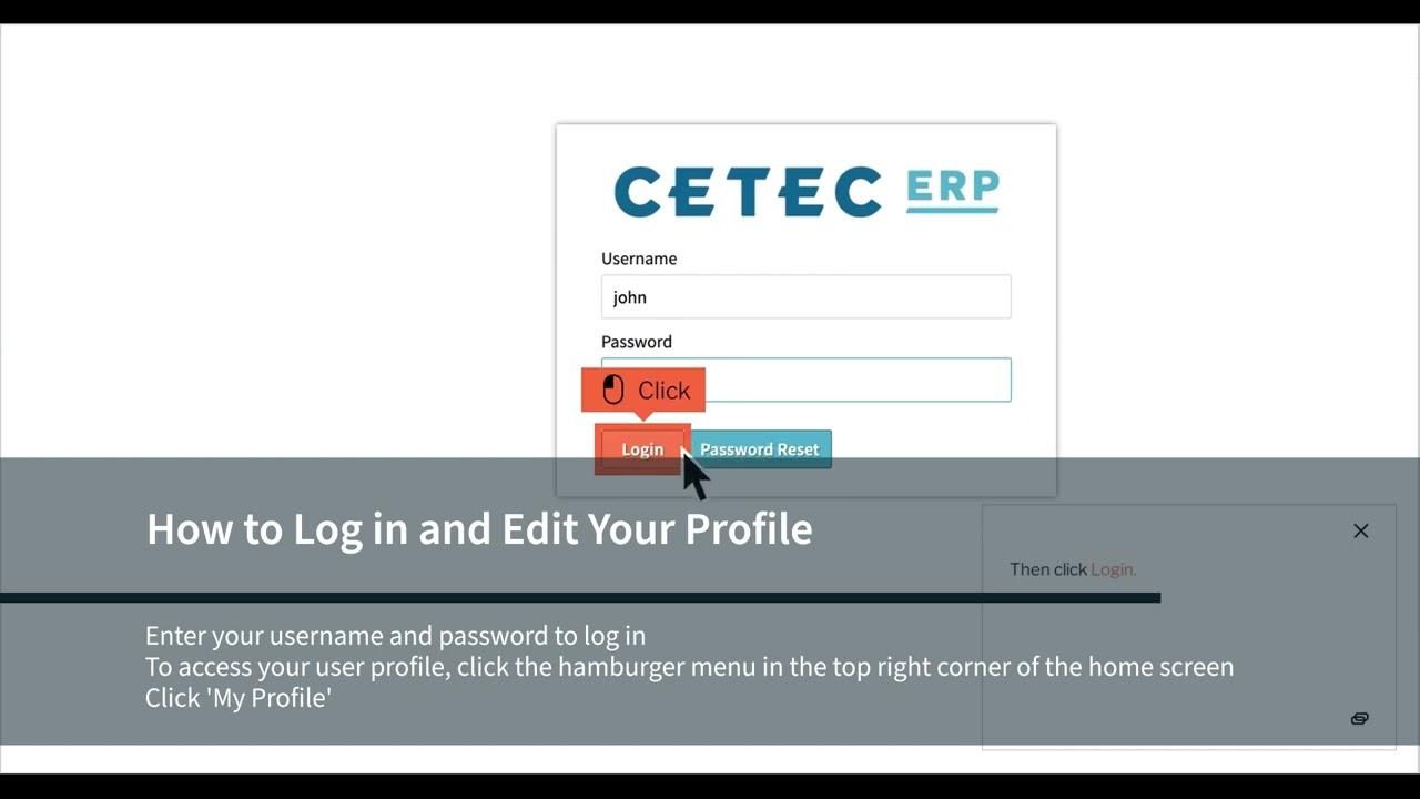 How to Log in and Edit Your Profile in Cetec ERP