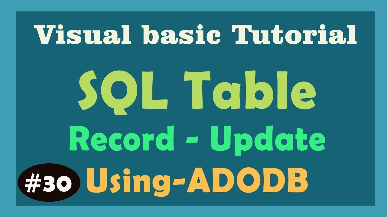 How to Update record in SQL Table using VB6 - Visual Basic -SQL connectivity - Data Update ADODB