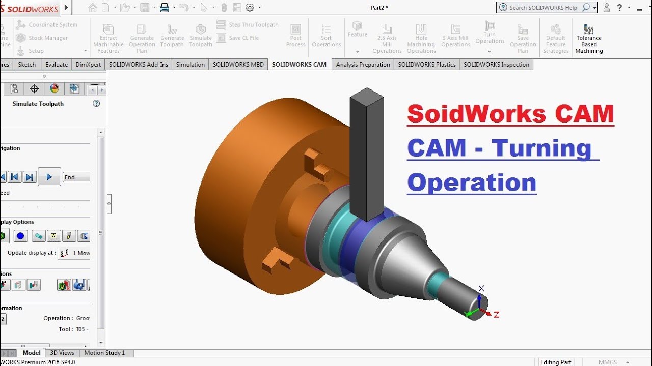 Solidworks CAM - Turning Operation | CAD CAM Tutorial for Beginners