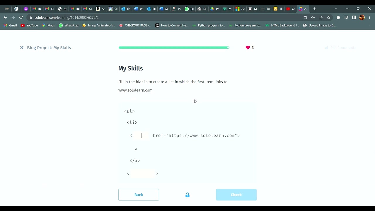 Blog Project: My Skills |14.1|HTML Basics|SOLOLEARN Answer