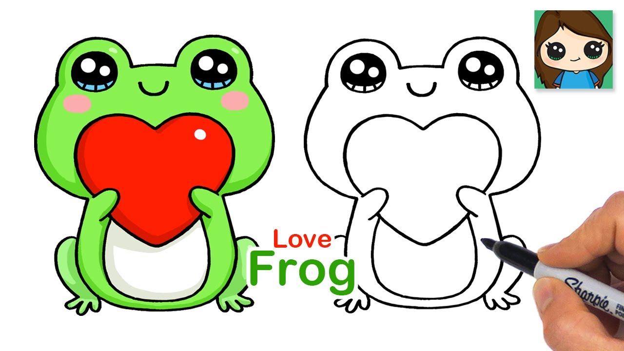 How to Draw a Love Frog Holding a Heart ❤️ Cute Valentine's Art