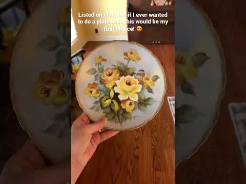 Beautiful vintage hand painted plate! #ebayseller #yellowroses #vintage