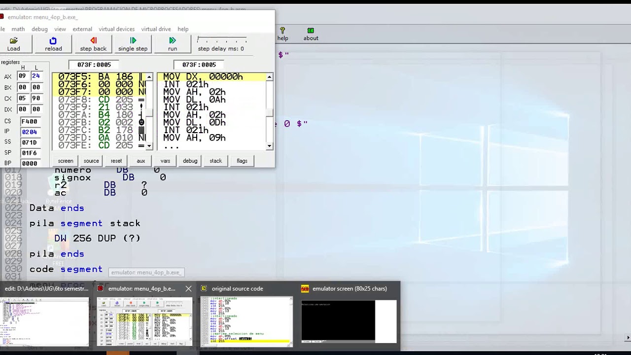Operaciones básicas en emu8086