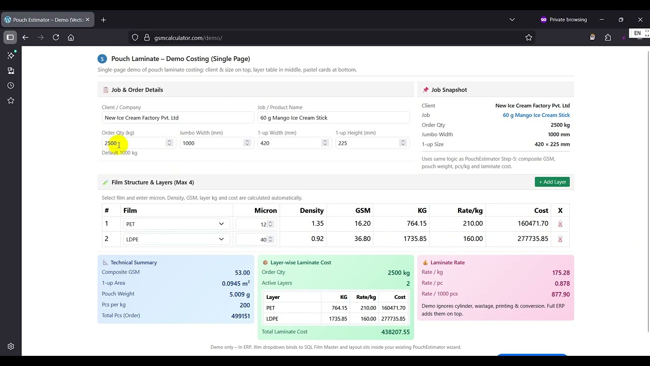 How to use Online Costing and PDF Generation for Flexible Packaging