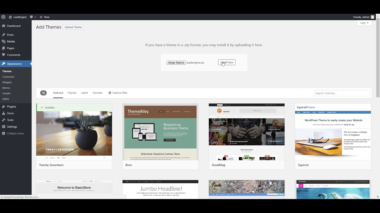 LeadEngine - Installing the theme