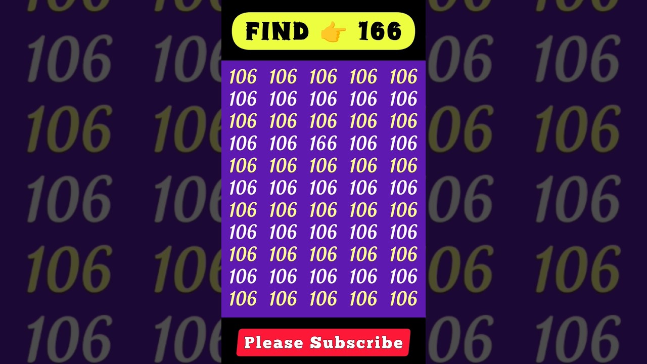 FIND THE NUMBER 👉 166 #challenge #puzzle #brainteaser #findtheoddoneout #quiz #iqtest