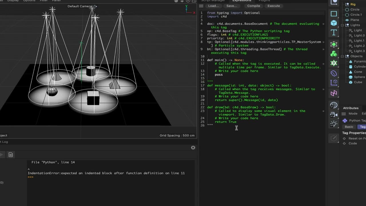 Cinema 4D Python Tutorial 17: Light Rig (Python Tag)