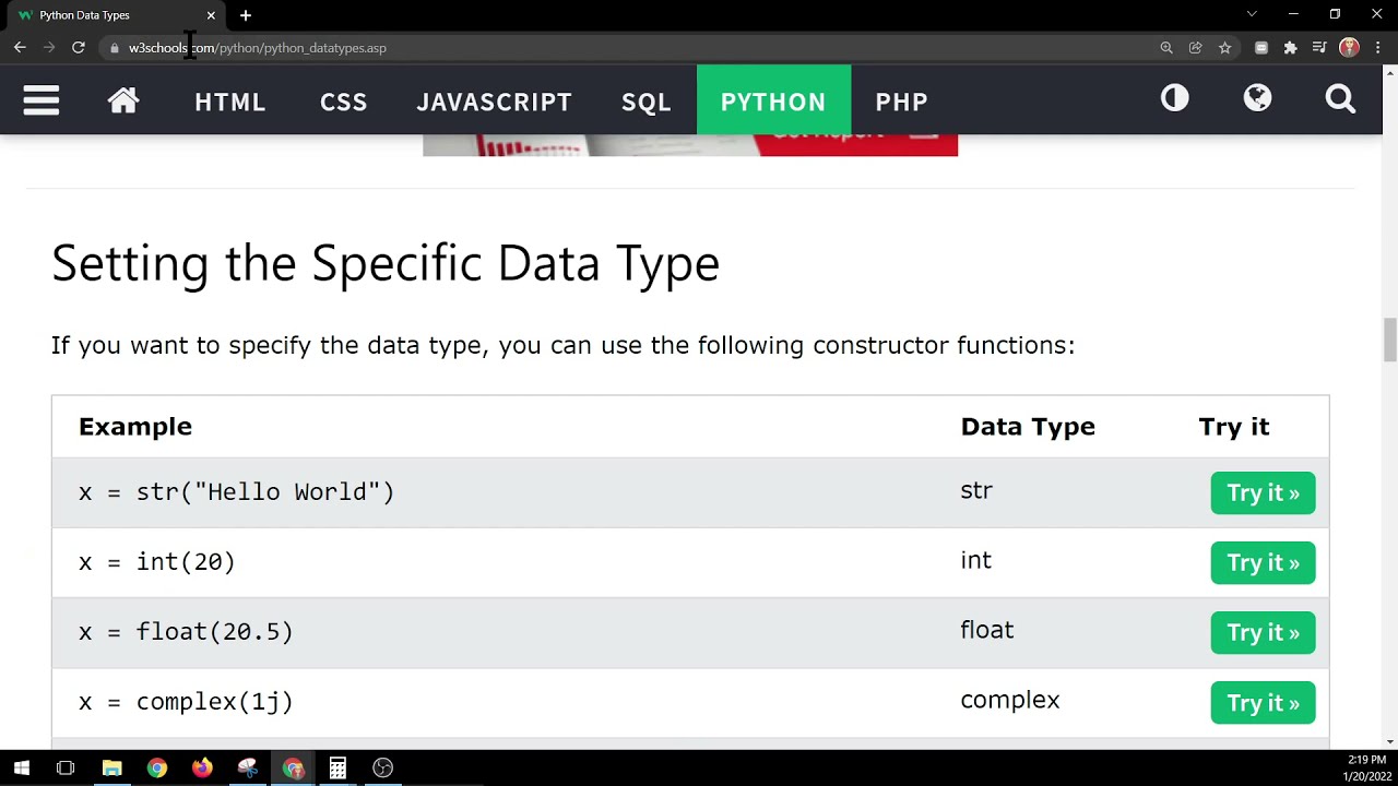 W3schools Python   Data Types - Part 2