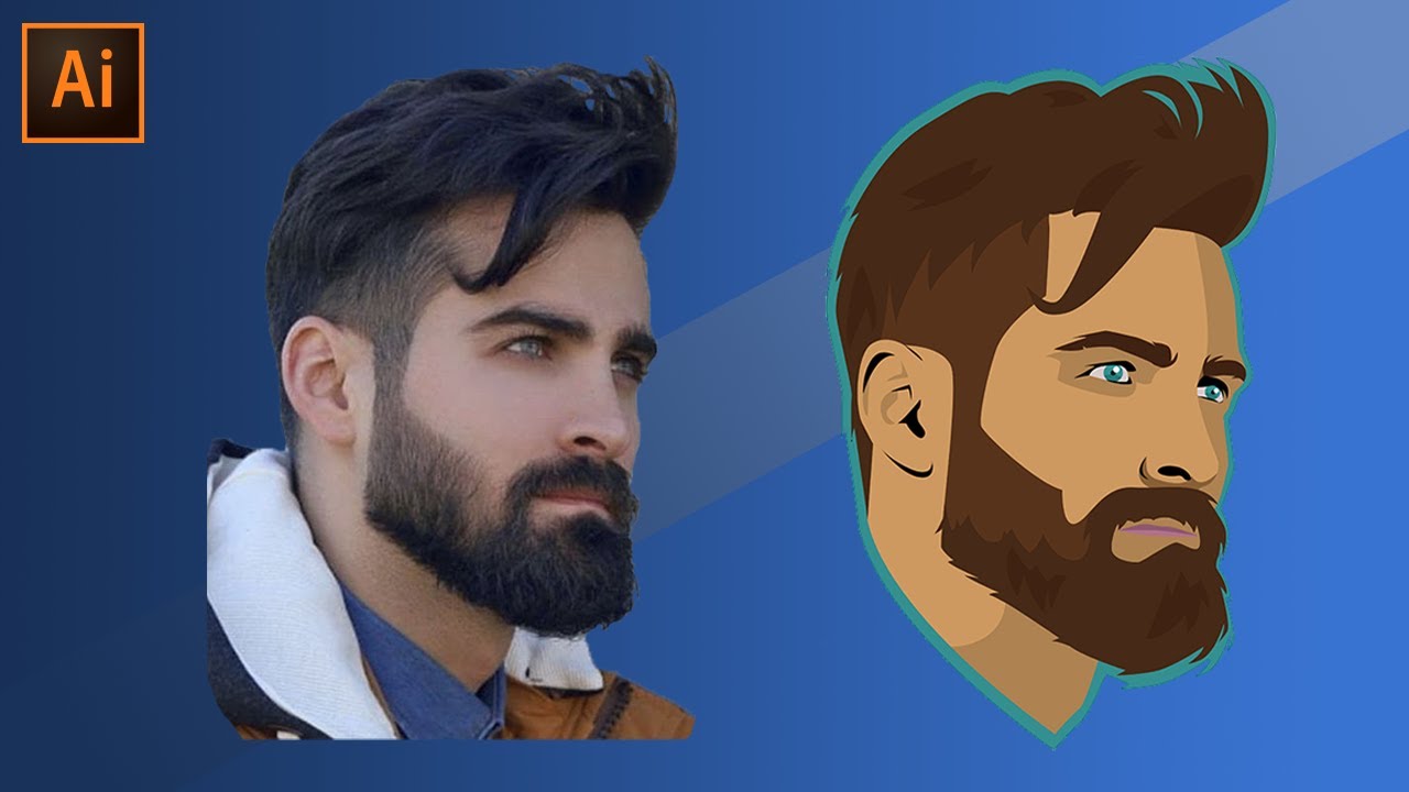 Cartoon Portrait Logo | Adobe Illustrator Tutorial Time Lapse