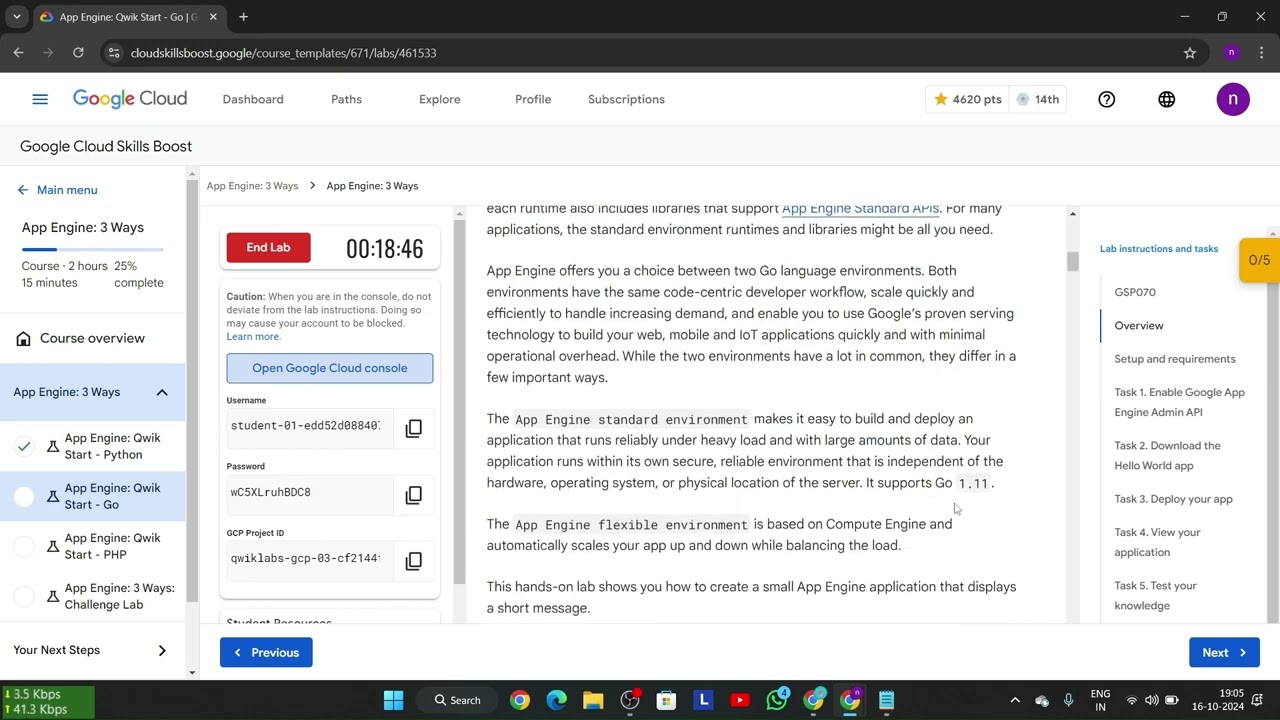 Module 8 Lab 2 -App Engine Qwik Start Go
