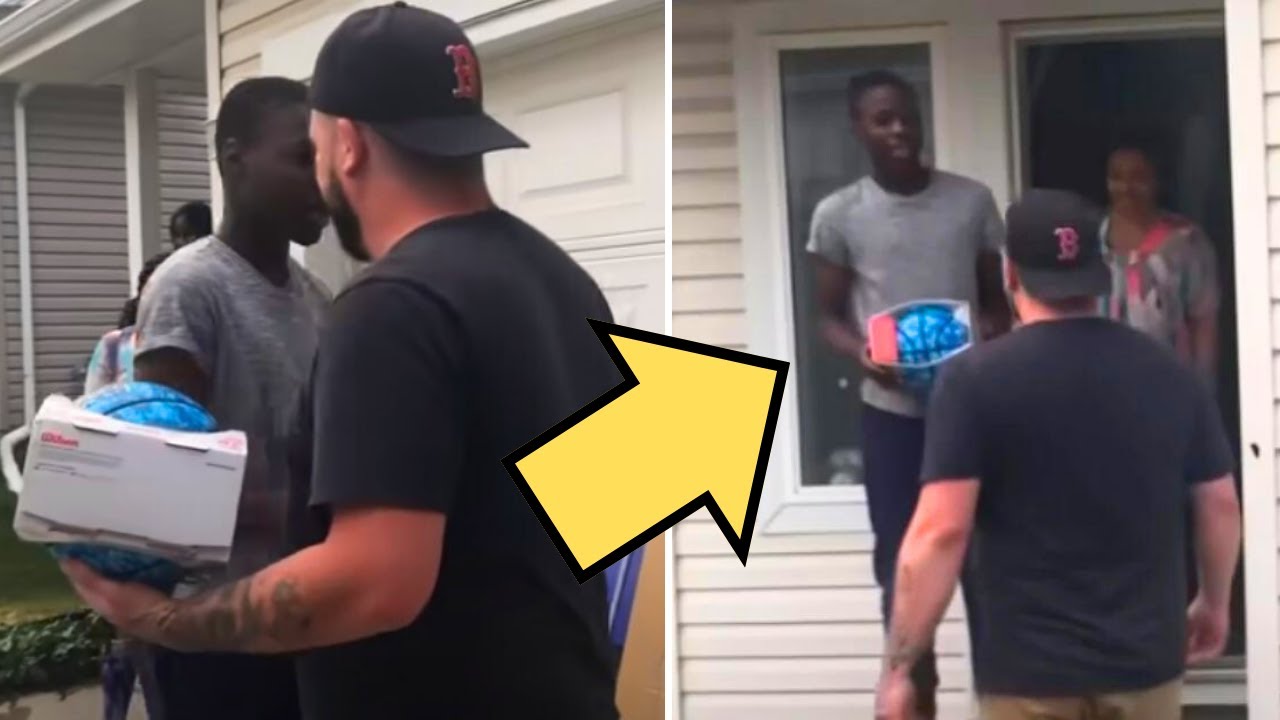 Basketball-loving teen gets knock on door from neighbor and sees his beautiful act of kindness