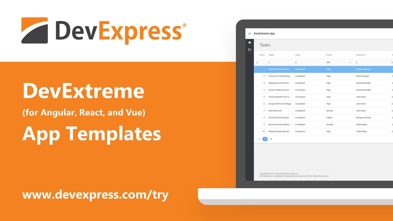 DevExtreme for Angular, React, and Vue: App Templates