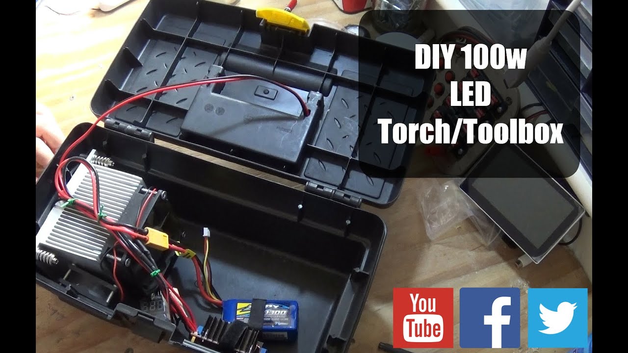 DIY 100w LED Torch/Toolbox, a simple torch made from parts cheap and easy Step-by-step tutorial
