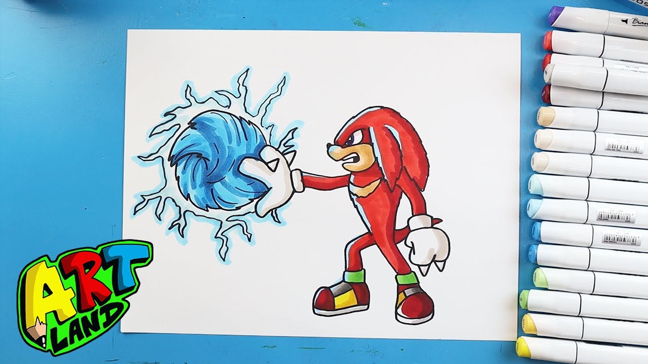 How to Draw KNUCKLES FIGHTING SONIC