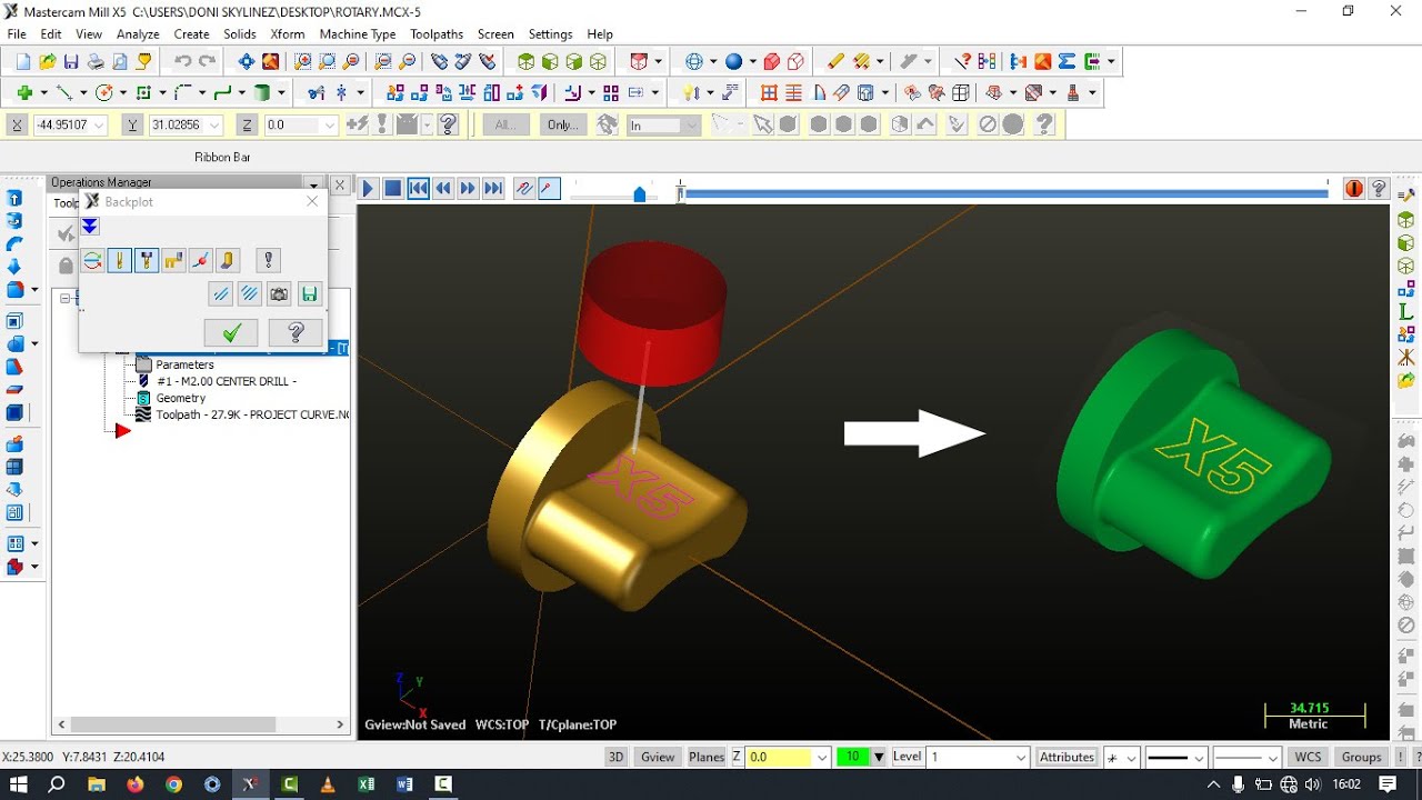 MasterCam X5 || 4-Axis Mill Example || Project Curves