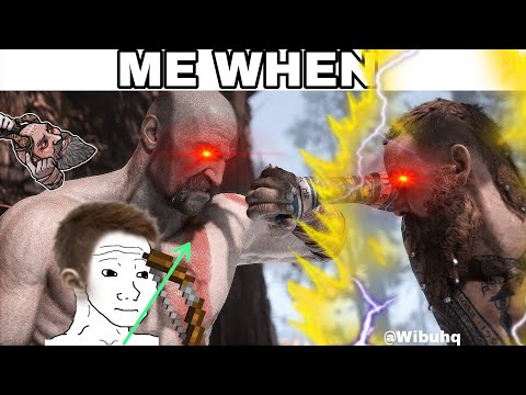 kratos and atreus beat up baldur meme. (@Wibuhq)