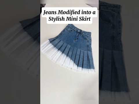 Old Jeans Transformation Into Women Pleated Dark Blue Skirt Cutting And Sewing Tutorial