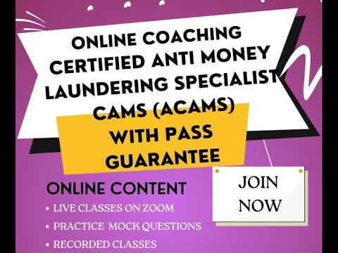 Certified Anti Money Laundering Specialist (CAMS)Certification | Online Coaching with Pass Guarantee