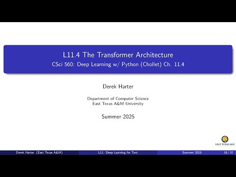 L11.4.1-2: Transformer Architecture: Neural attention and the MultiHead layer
