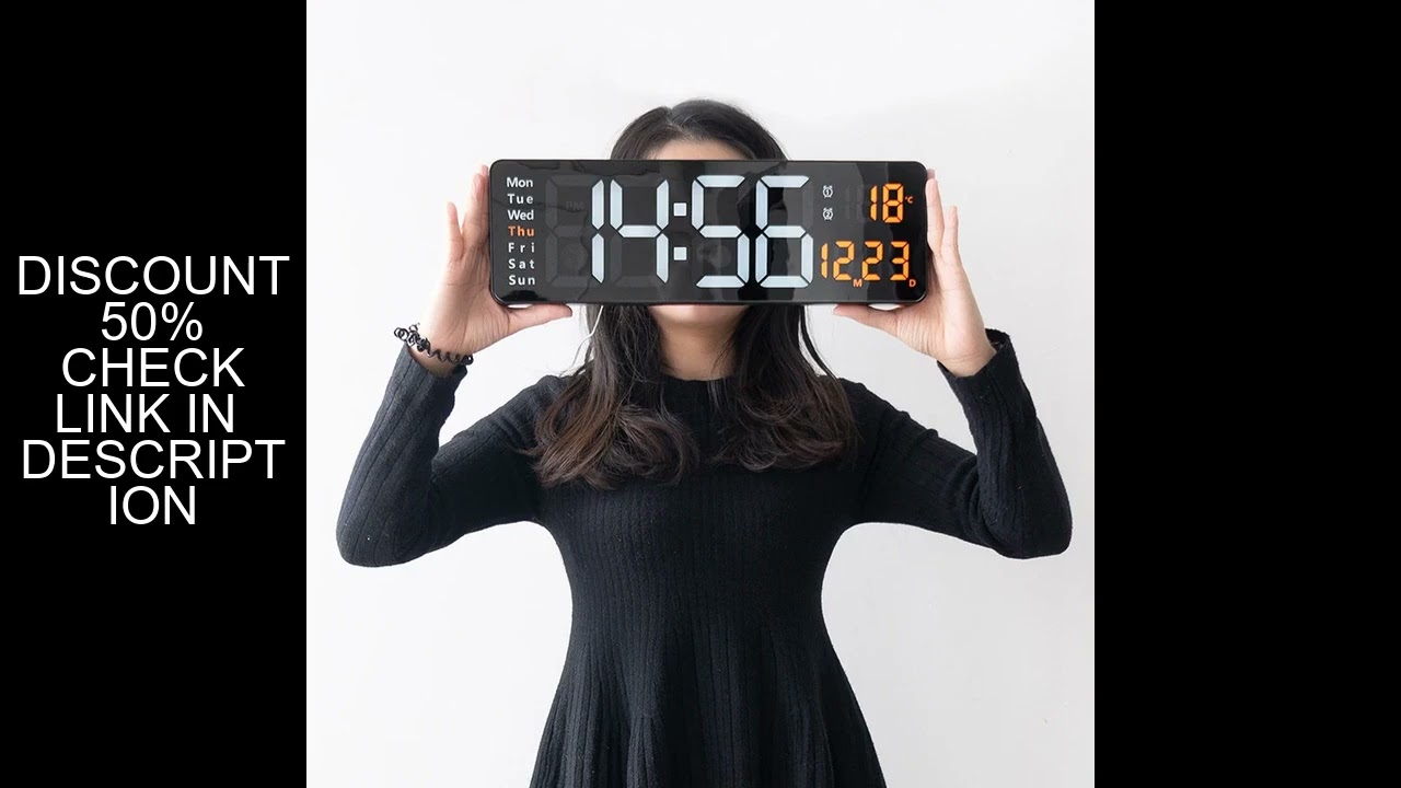 Large Electronic Wall Clock Remote Control Temp Date Power Off Memory Table Clock Wall-mounted Dual