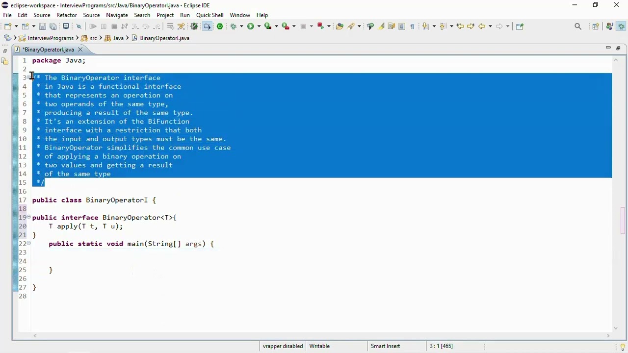 Java Tutorial: Binary Operator Interface Explained