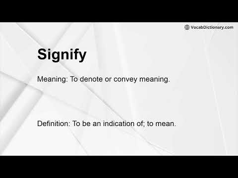 Signify Meaning
