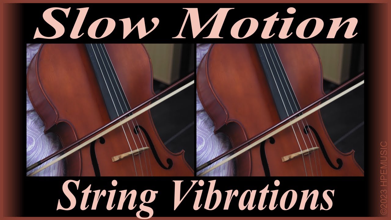 Slow Motion String Vibrations demonstrating Harmonics - Violoncello ('Cello)