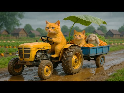 Mama Cat Rescue an Abandoned Bunny While Harvesting Carrots. Bunny Finds Home With Cats ❤️🐰🐱
