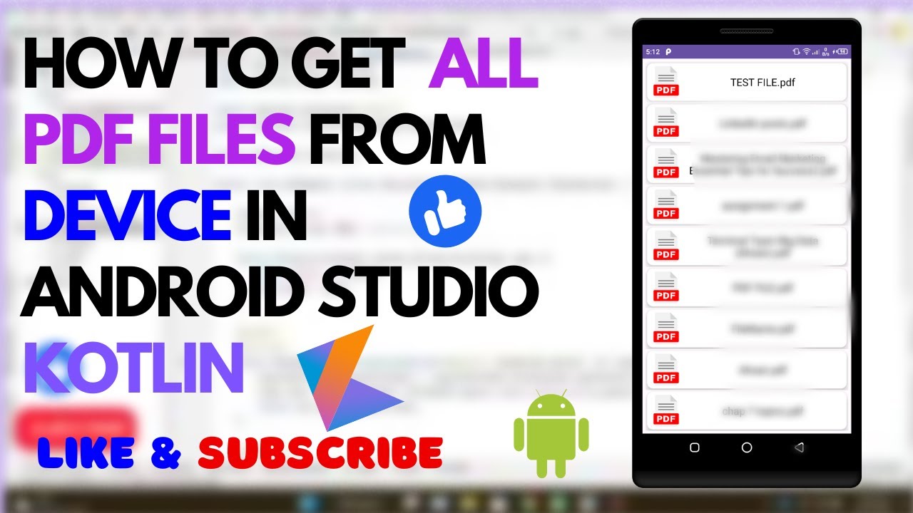 HOW TO GET PDF FILES FROM DEVICE IN ANDROID STUDIO | KOTLIN | Mobile App Development | SILENT CODING