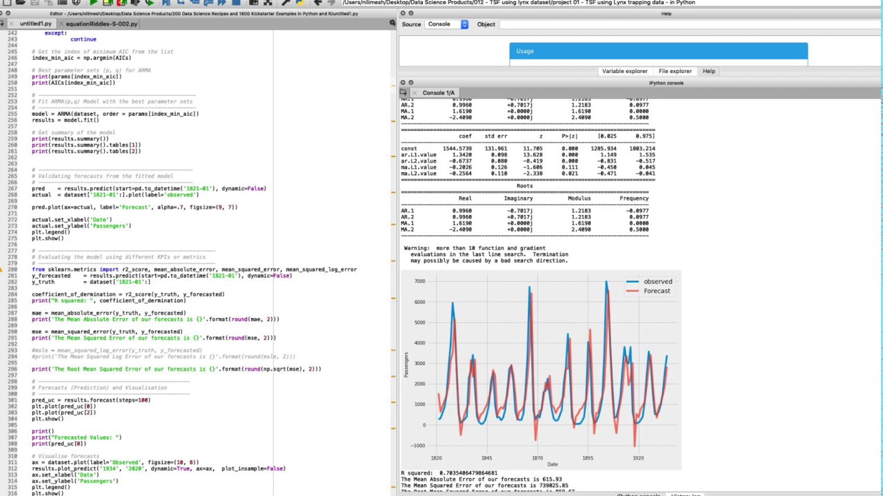 Time Series Forecasting in Python | ARMA model using lynx dataset