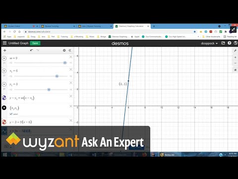 Use Desmos to write and graph the equation of a line given point and slope.