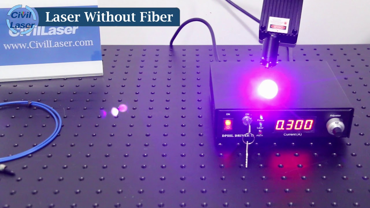 Fiber coupled laser at 405nm 500mw Operation video