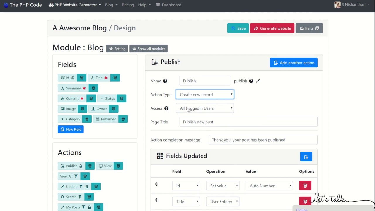 PHP Website Generator Introduction - CodeIgniter Website