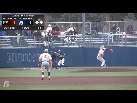 Jared Miller - George Fox University Baseball - Highlights vs Willamette - Game 1 - 3-4-2023