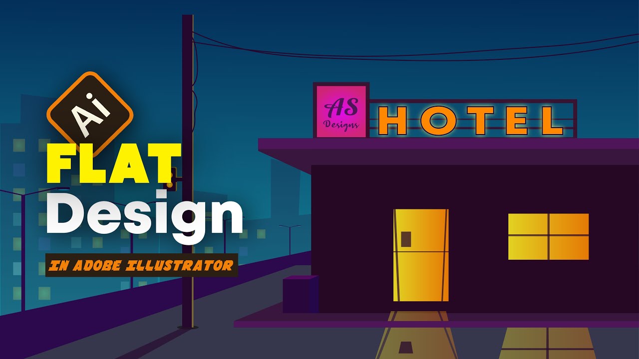Flat vector Hotel illustration design in adobe illustrator | Vector design | Flat design