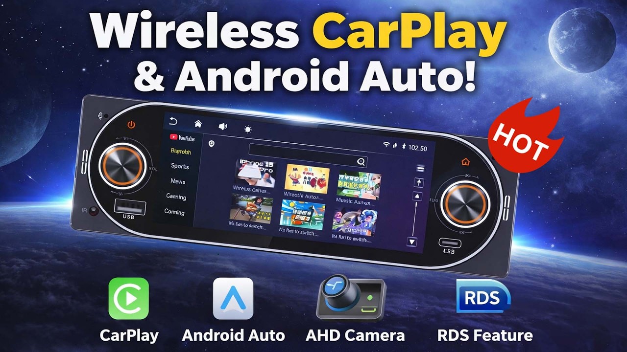 Smart 1 DIN Touchscreen Radio | Wireless CarPlay + RDS + AHD Camera