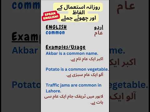 Common | English In A Minute With Urdu Translation