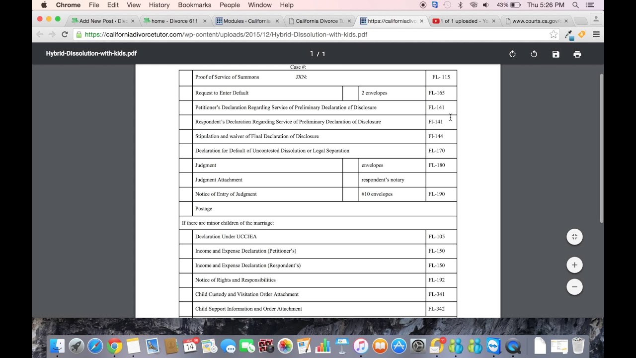 California Divorce Tutorial : Divorce Form Checklist : California Divorce Tutor