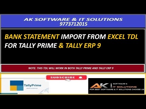 BANK STATEMENT IMPORT TDL|Excel to Tally|Payment|Receipt|Contra