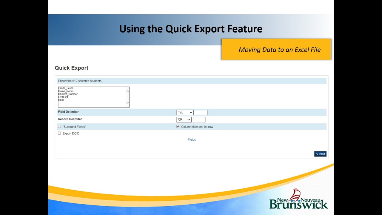 Creating a Customized List Using “Quick Export”