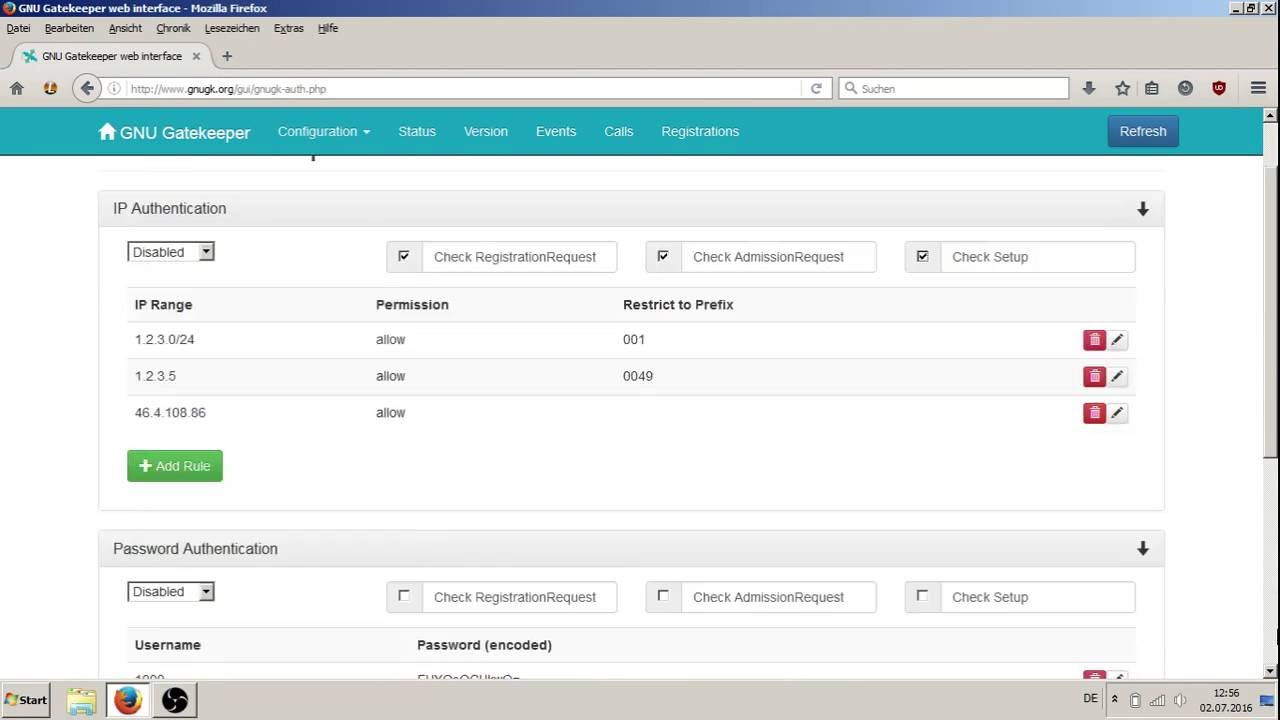 GNU Gatekeeper Web Interface