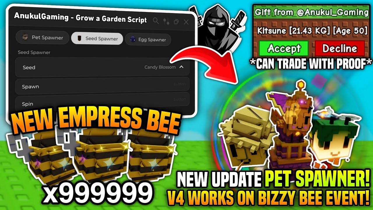 [🐝] NEW PET SPAWNER! 🤑 Grow a Garden 🌶️ Script! • No Key 🔥 *UNPATCHED* ✅ 100% Work🌈 - Anukul Hub V4