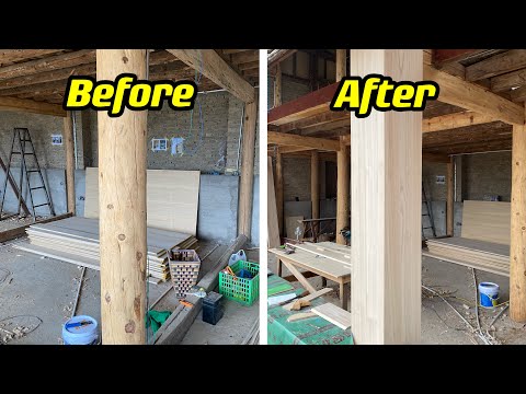 How to Wrap around a Round Wood Pole and make into Square Column!