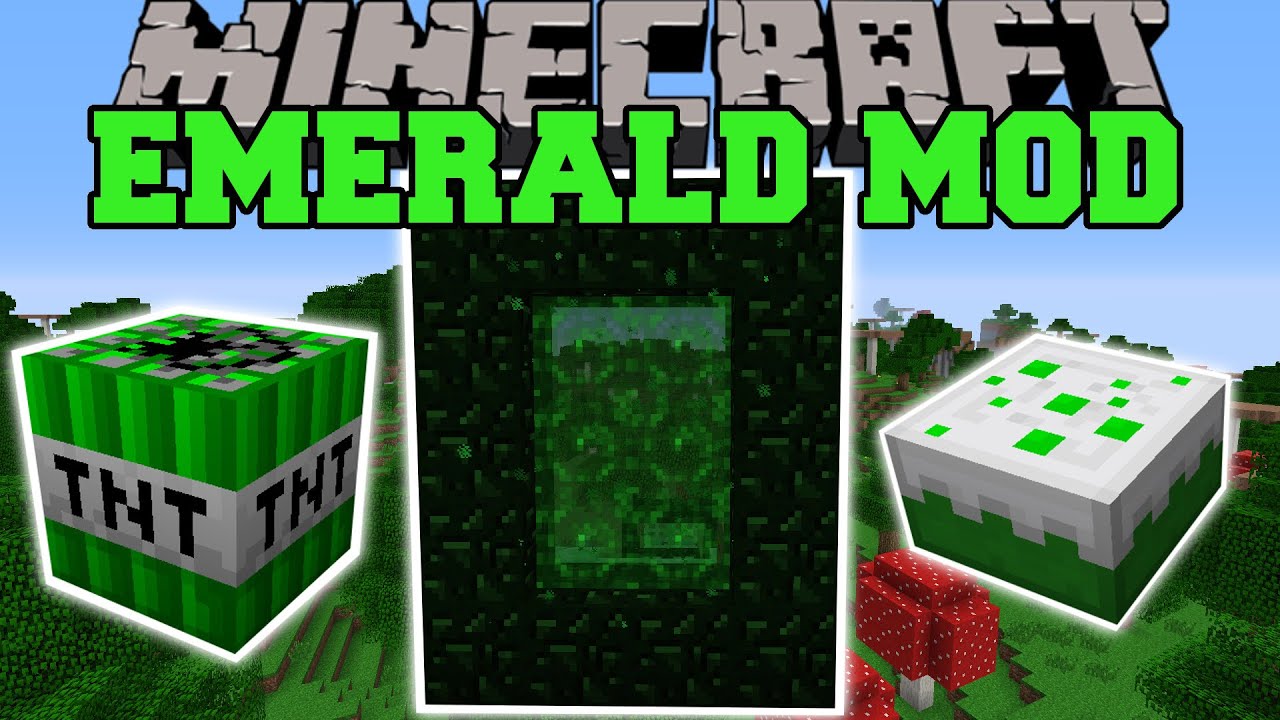 Minecraft: EMERALD MOD (NEW DIMENSION, EXPLOSIVES, WEAPONS, ITEMS, & MORE!) Mod Showcase