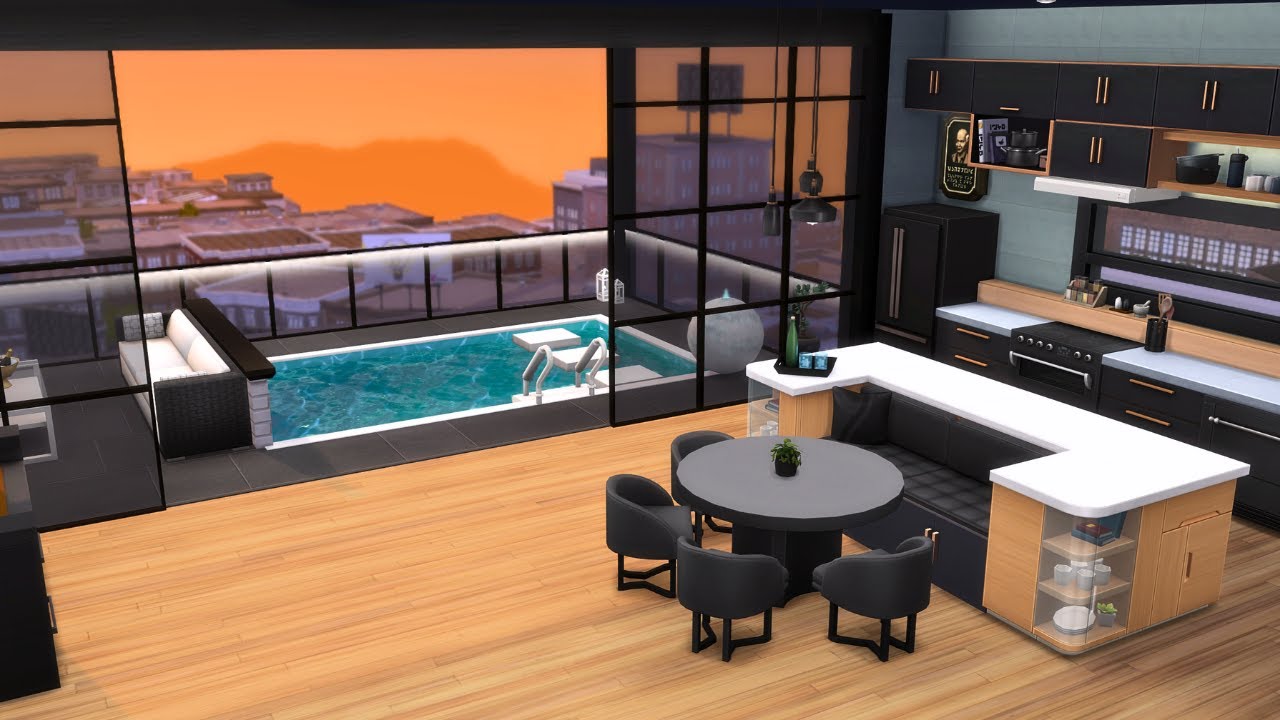 Modern Apartment with POOL (122 Hakim House)  🌆 Sims 4 Speed Build Stop Motion (NO CC)