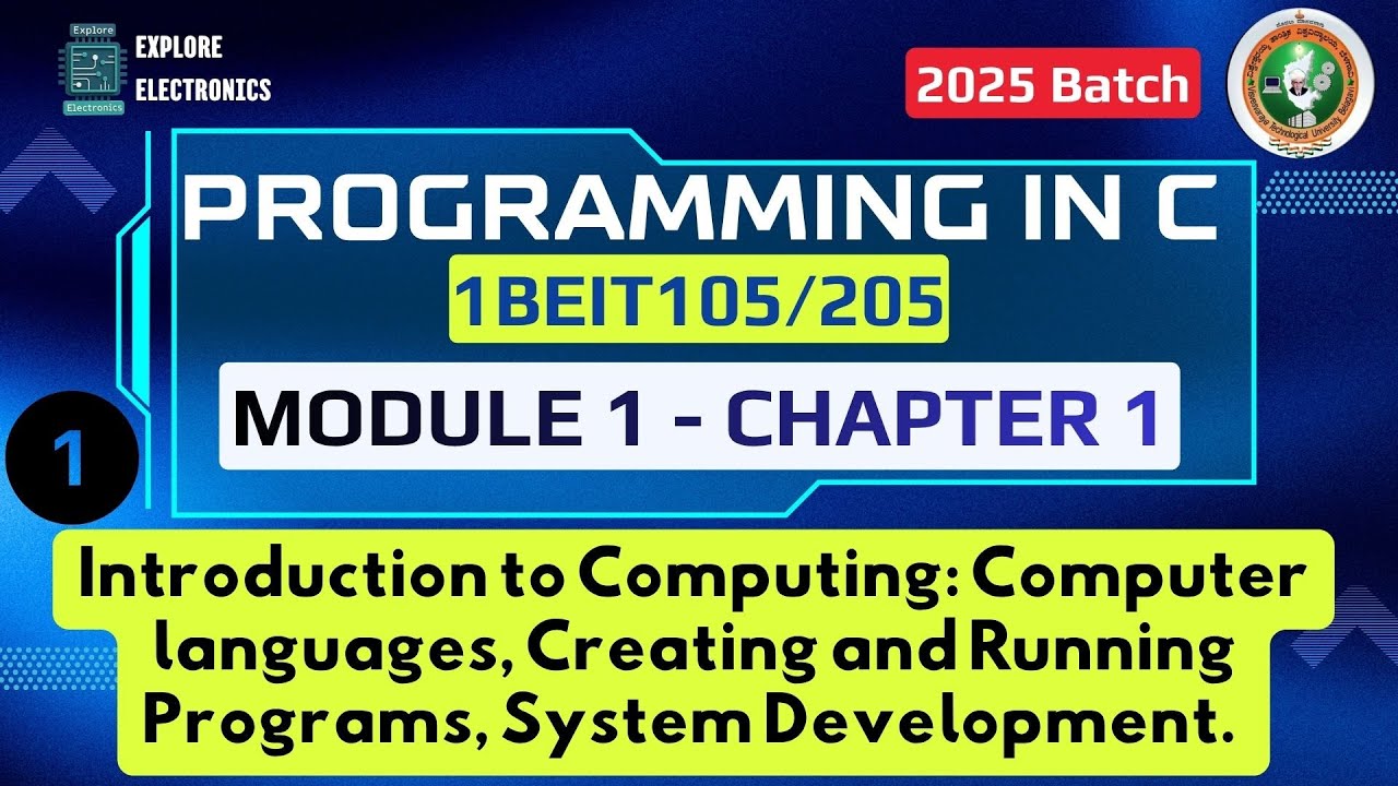 Module 1 Chapter 1 Programming in C | 1BEIT105/205 #vtu