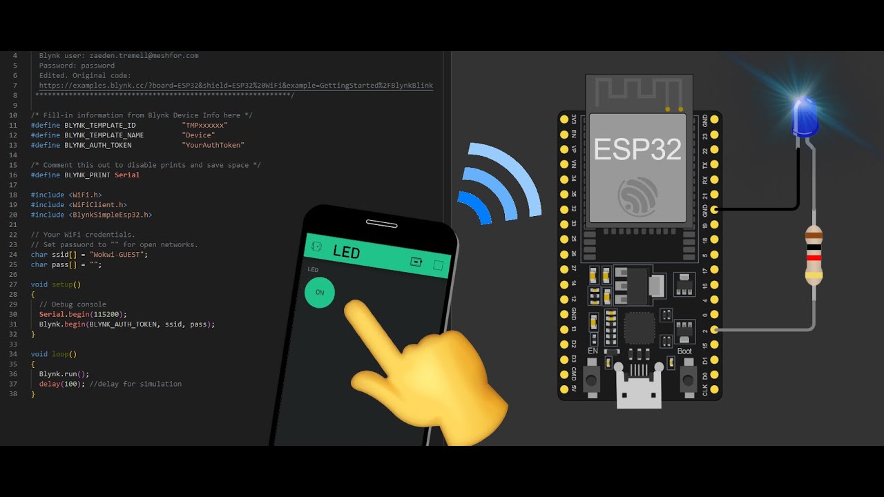 Control ESP32 in wokwi using blynk